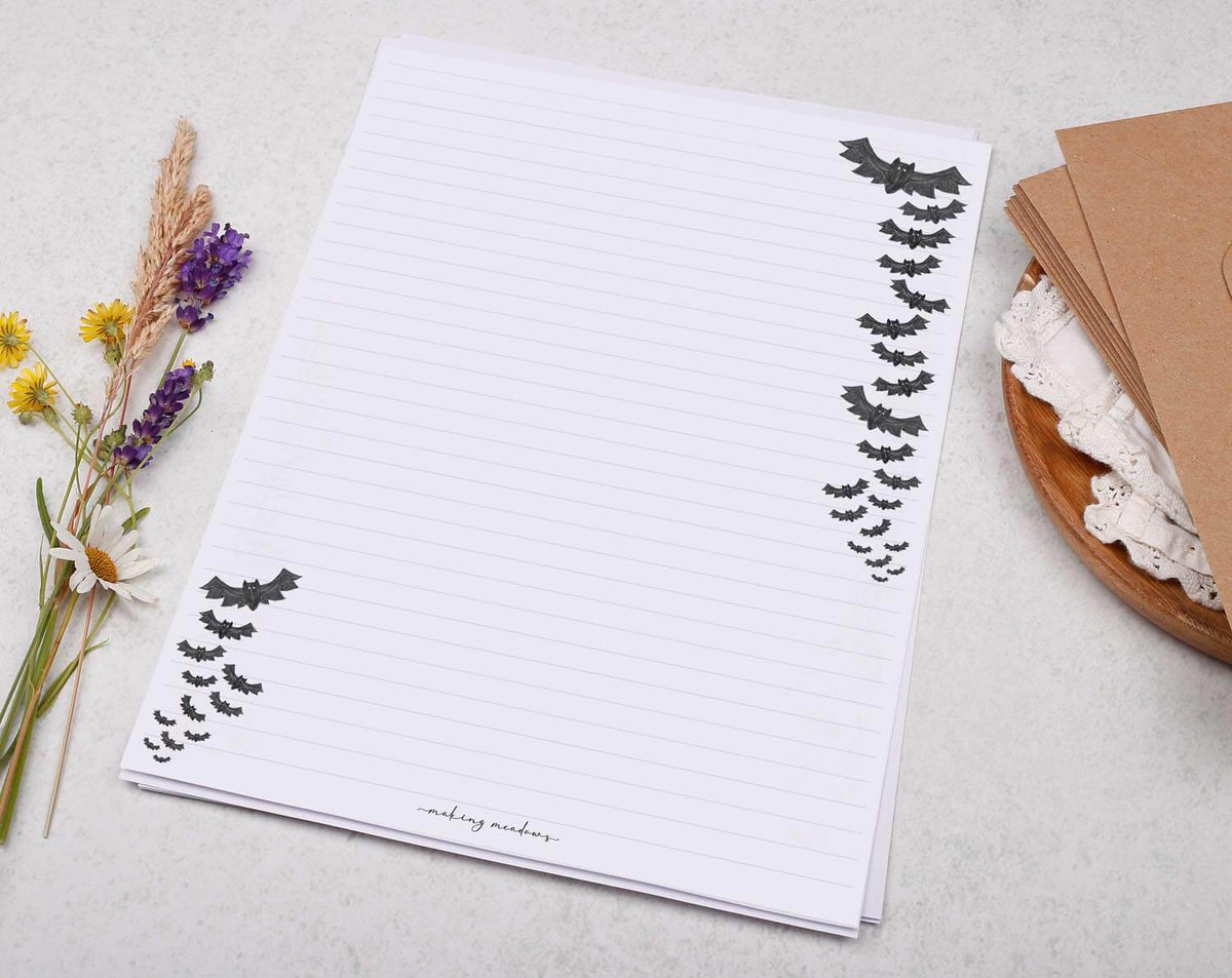 Eco-Friendly A4 writing paper with Halloween Bats – Making Meadows