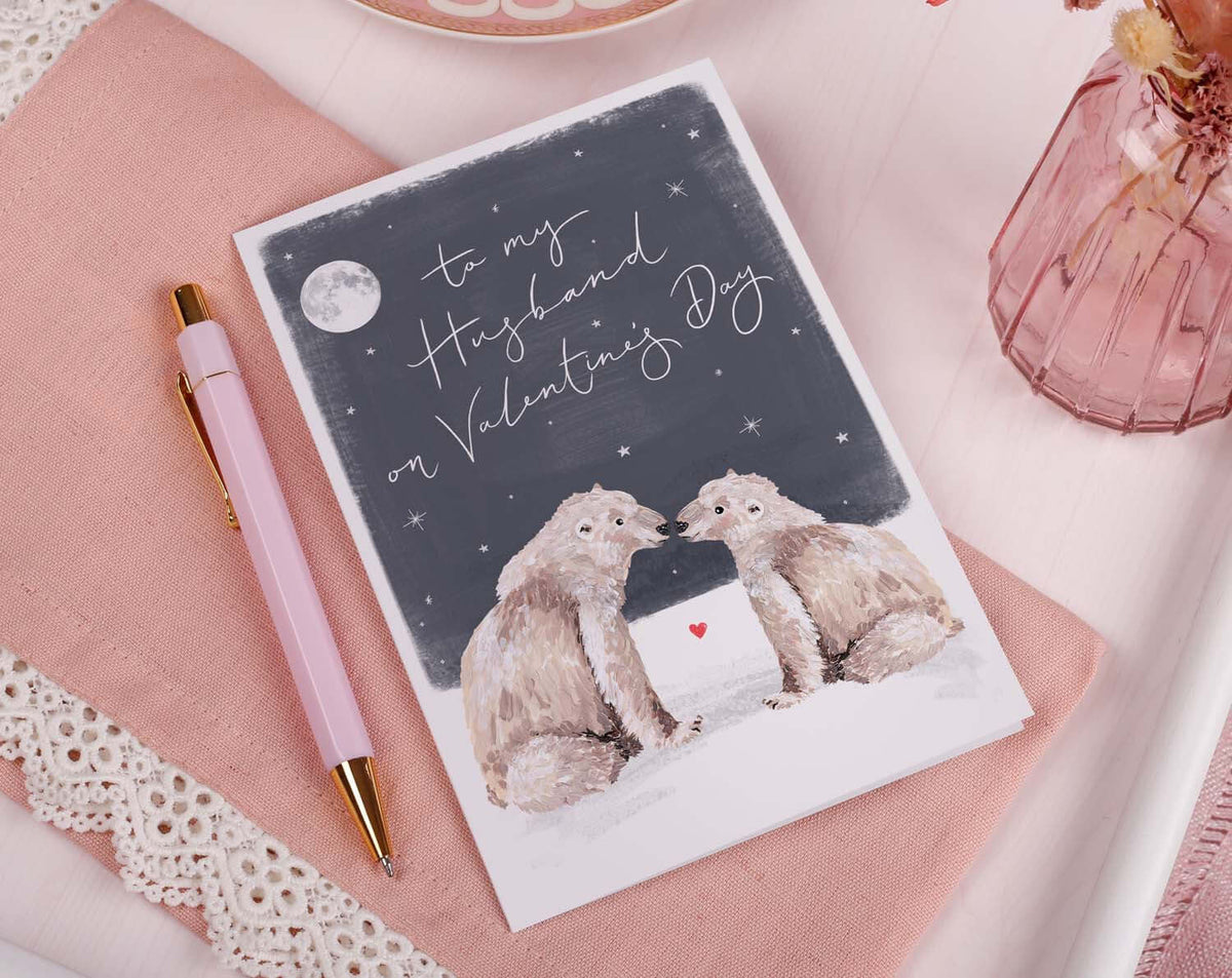 Cute Polar Bear Husband Valentine Card | UK Made