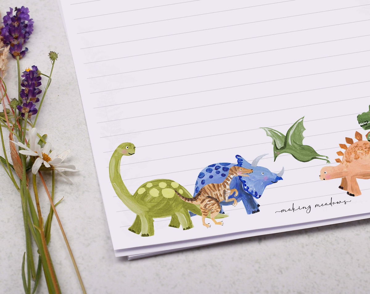 Eco-Friendly A4 writing paper with dinosaurs – Making Meadows