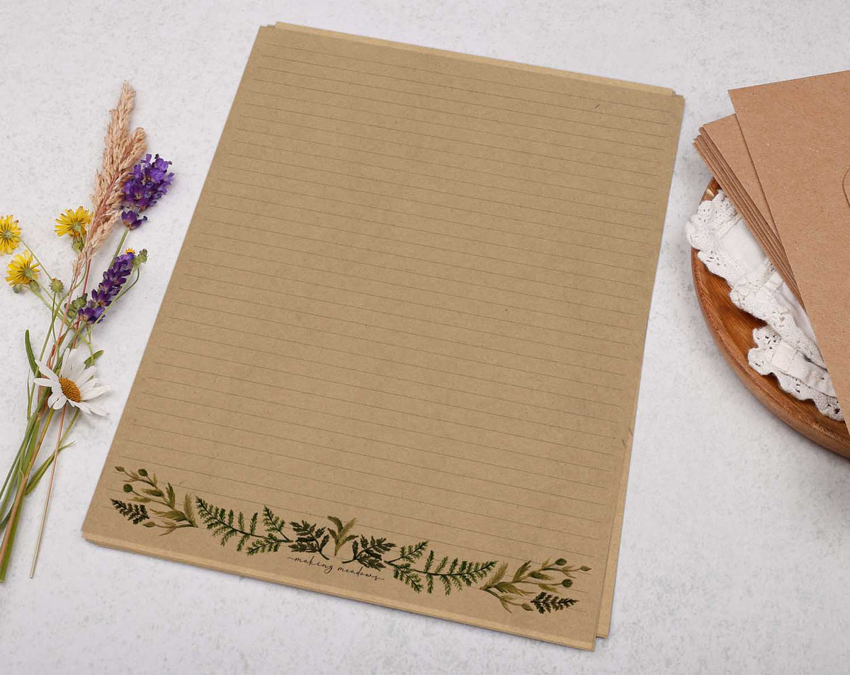 Luxury A4 kraft writing paper with botanical border