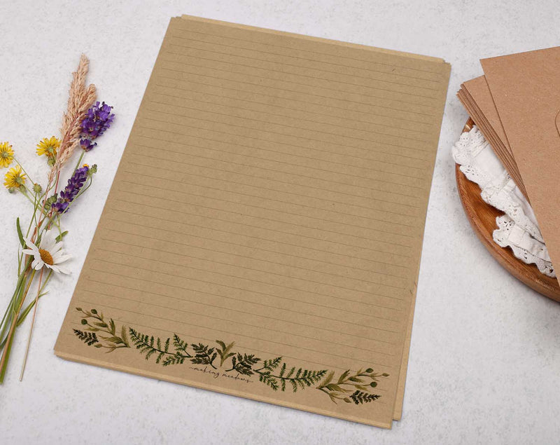 Luxury A4 kraft writing paper with botanical border – Making Meadows