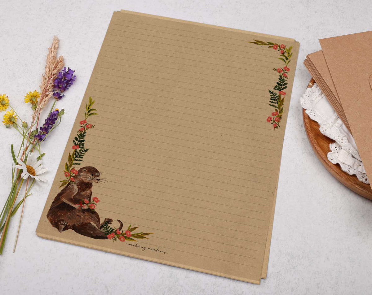 Luxury A4 kraft writing paper with cute otter