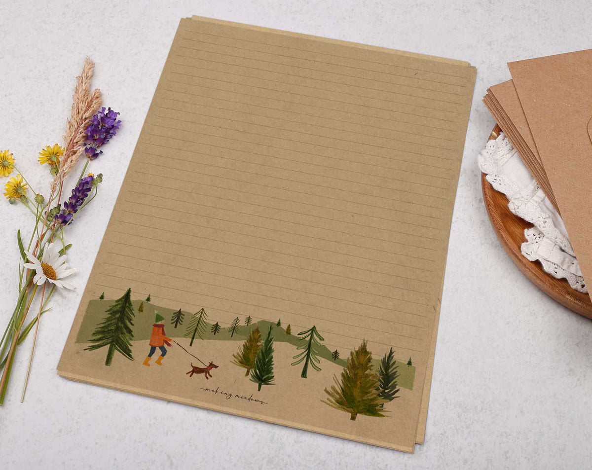 Luxury A4 kraft writing paper with dog walker