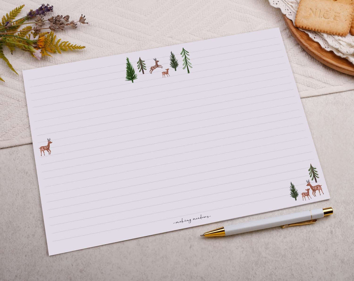 A4 Origami Writing Paper Folds Into Envelope - Christmas Design