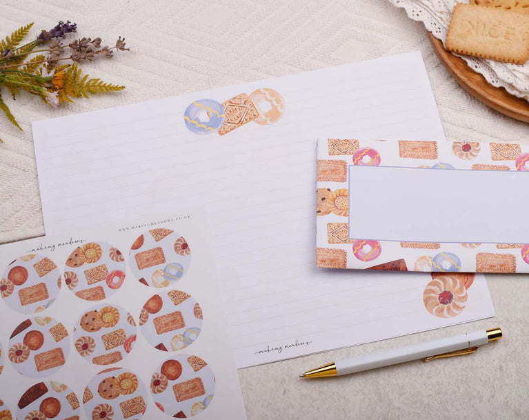 A4 Origami Writing Paper Folds Into Envelope - Biscuit Design