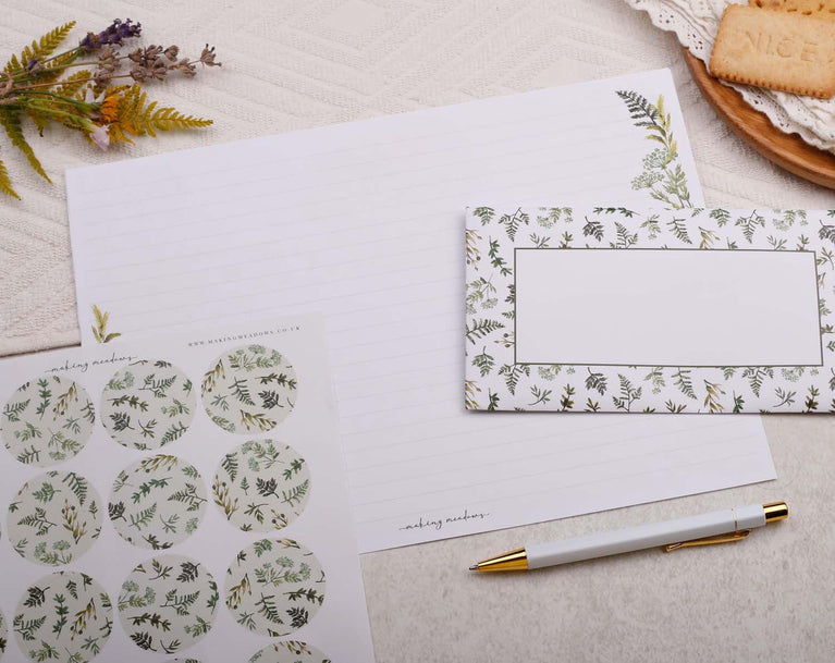A4 Origami Writing Paper Folds Into Envelope - Botanical Design
