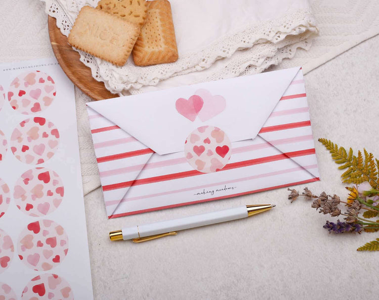 A4 Origami Writing Paper Folds Into Envelope - Love Heart