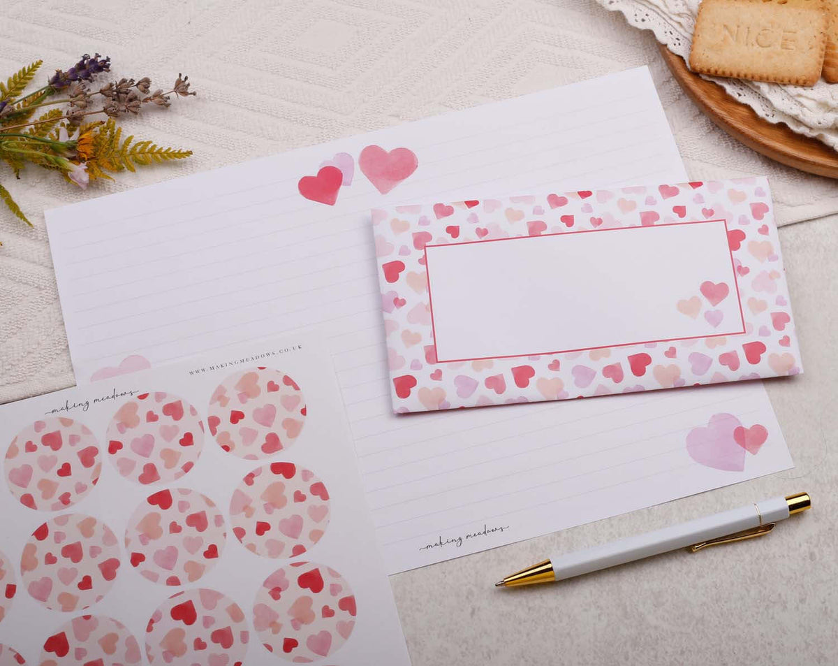 A4 Origami Writing Paper Folds Into Envelope - Love Heart