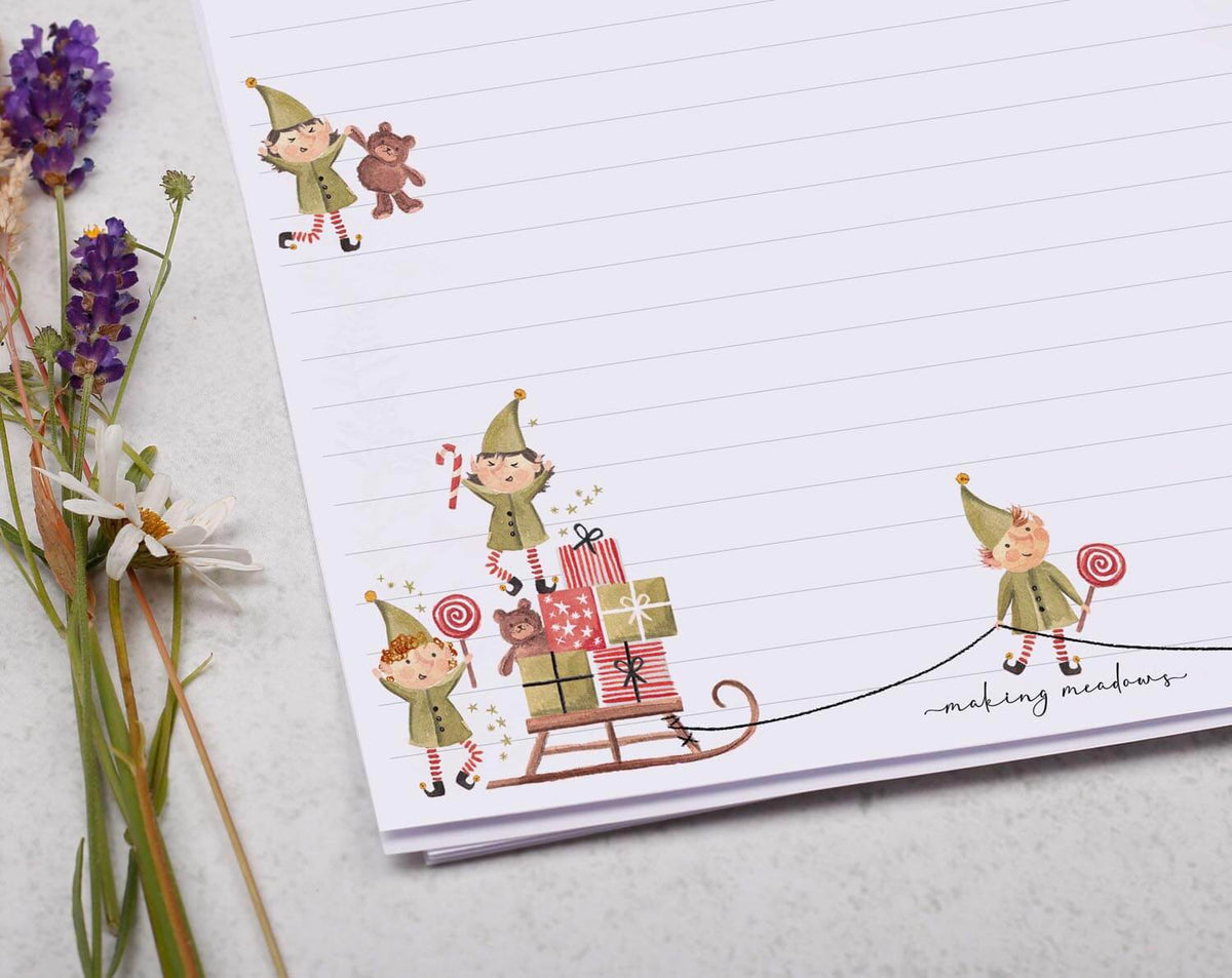 Eco-Friendly A4 writing paper with Christmas Elves – Making Meadows