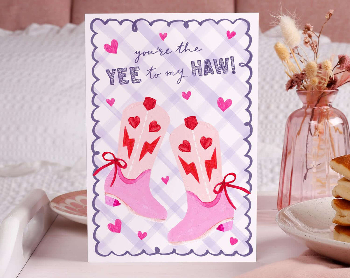 Cowgirl Yee-Haw Boots Valentine Card | UK Made