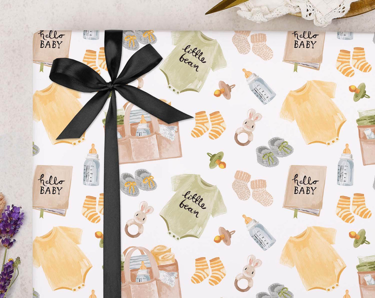 Hello Baby Wrapping Paper - Adorable & Eco-Friendly