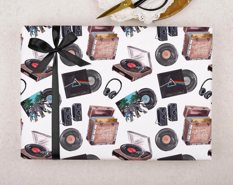 Vinyl Record Player Wrapping Paper | Luxury Male Gift Wrap
