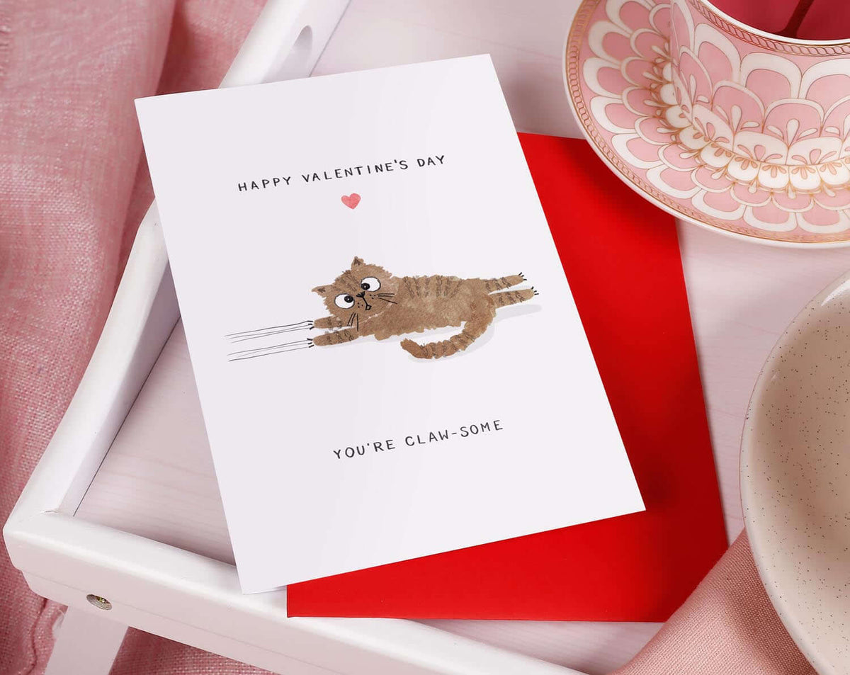 You're Claw-some, Tabby Cat Valentine Card | UK Made