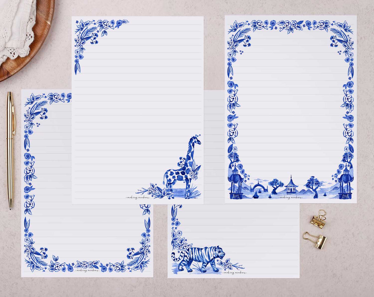 Blue Japanese Writing Paper Gift Box | Luxury Letter Sets