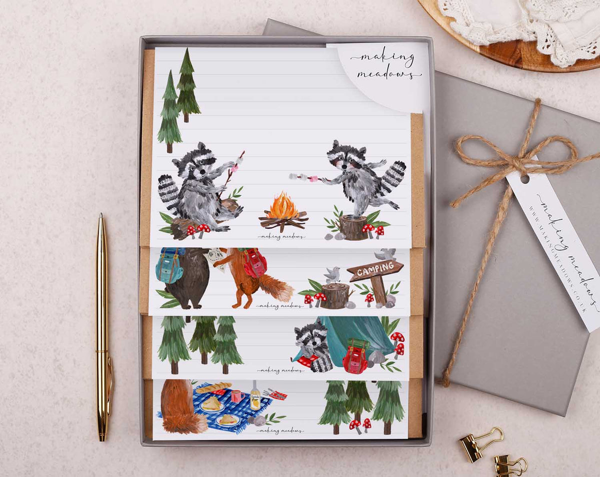 Camping Animals Writing Paper Gift Box | Luxury Letter Sets