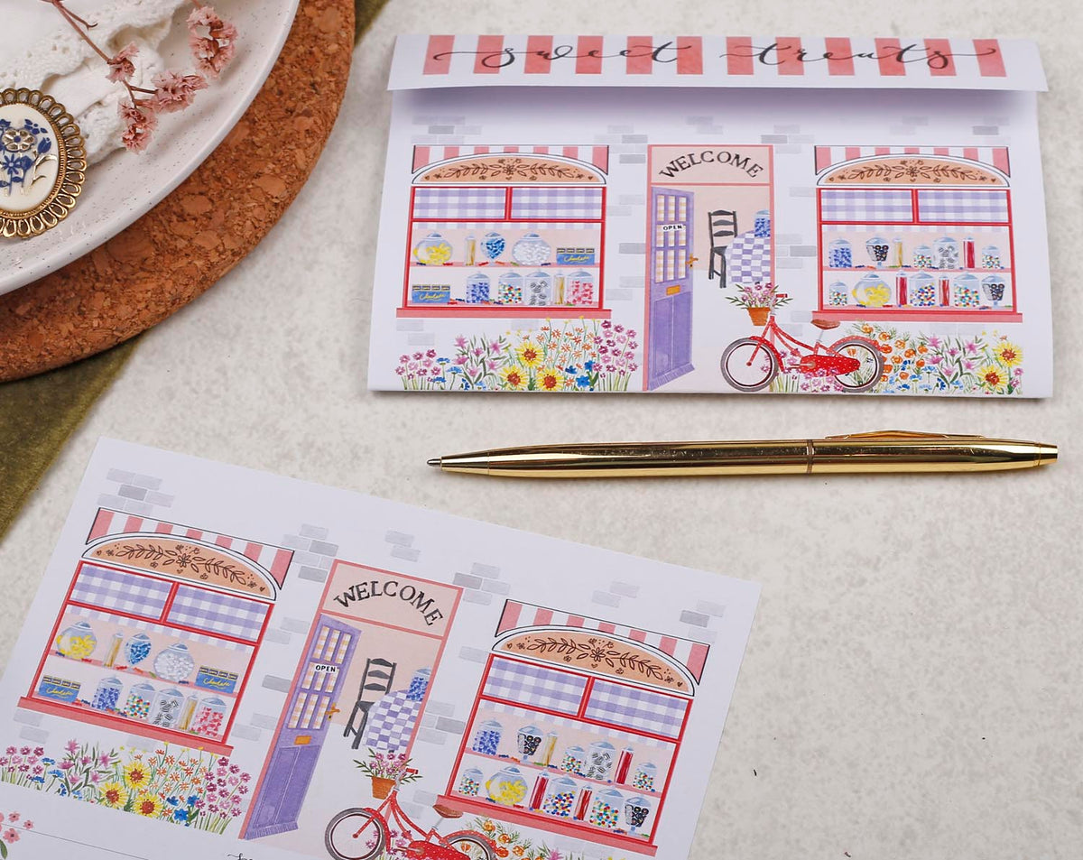 Shop Front A5 Writing Paper in Pink