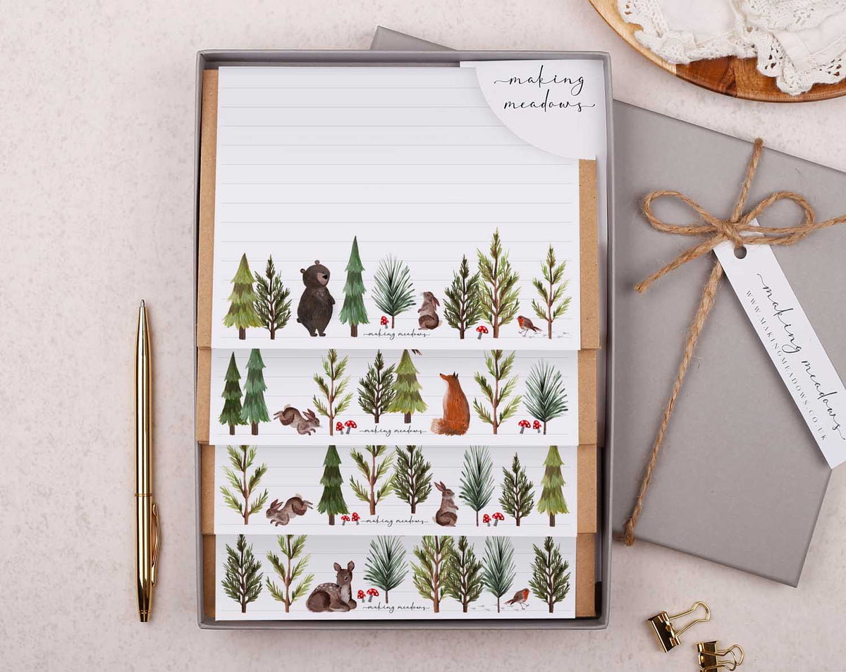 Woodland Forest Writing Paper Gift Box | Luxury Letter Sets