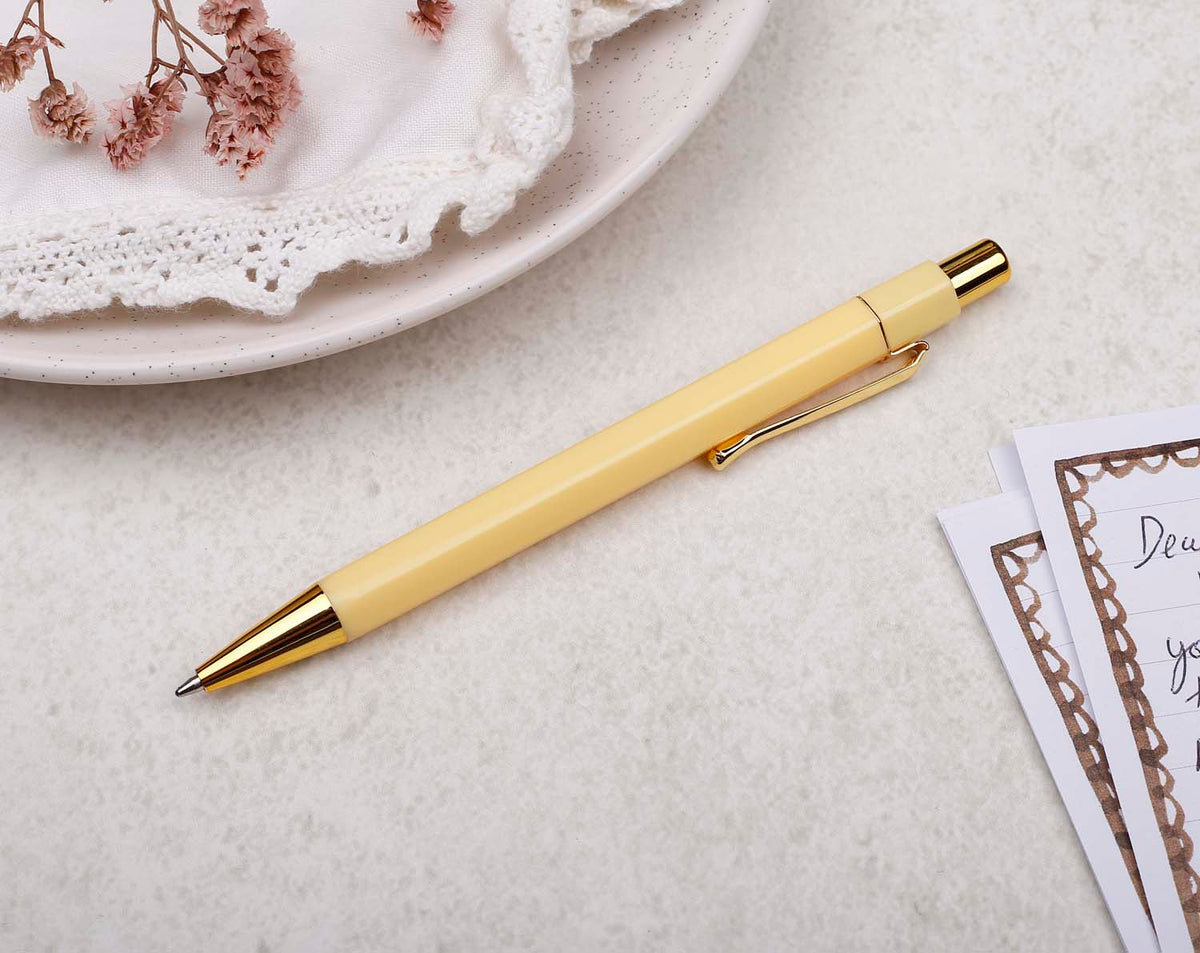 Stylish Yellow & Gold Ballpoint Pen | Guest Book Pen