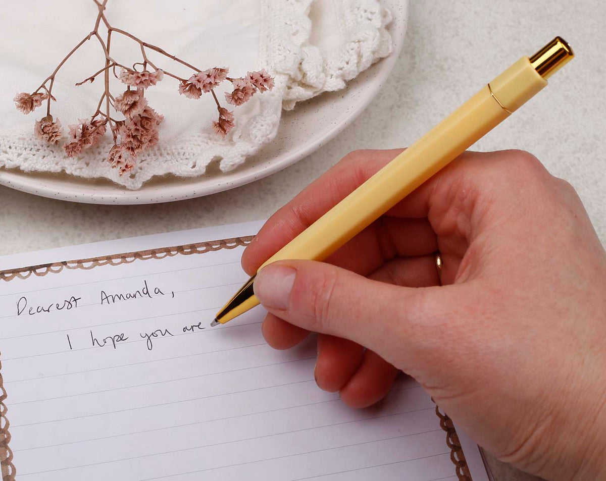 Stylish Yellow & Gold Ballpoint Pen | Guest Book Pen