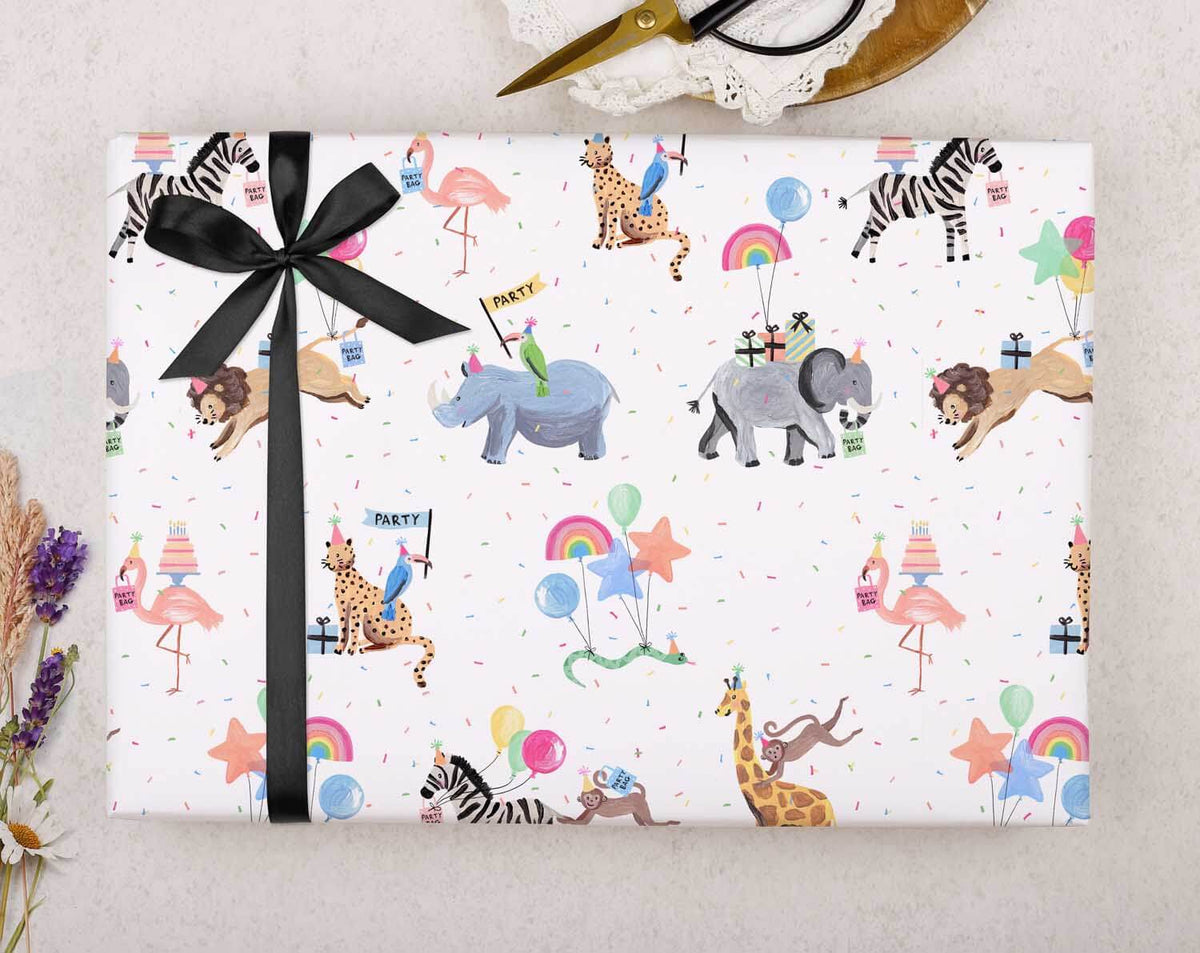 Zoo Animal Party Birthday Wrapping Paper | Children’s Wrap – Making Meadows
