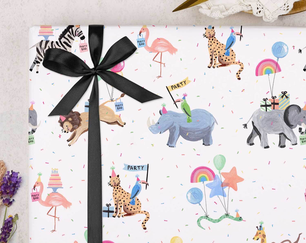 Zoo Animal Party Birthday Wrapping Paper | Children’s Wrap – Making Meadows